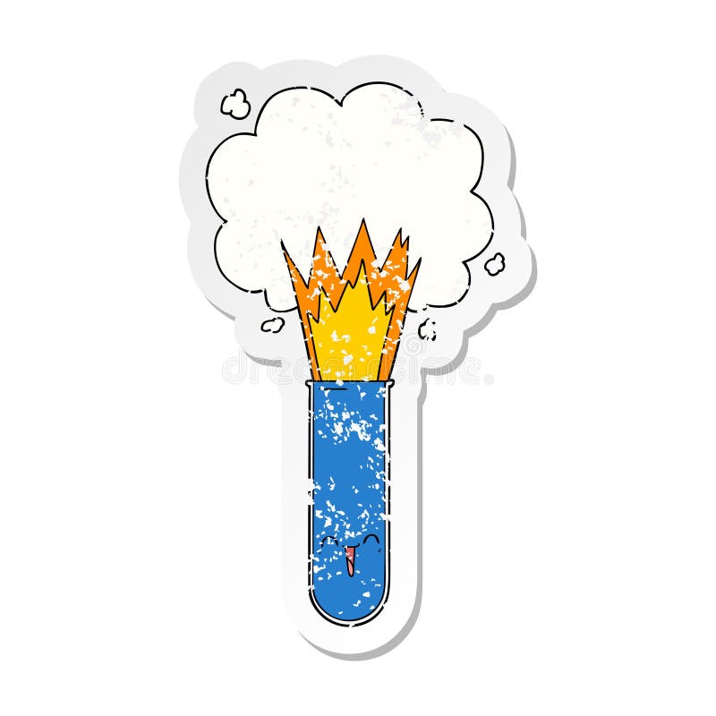 Distressed Sticker of a Cartoon Exploding Chemicals in Test Tube Stock ...