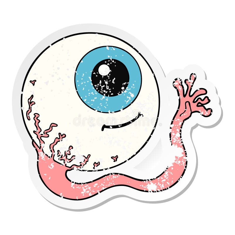 Distressed Sticker of a Cartoon Eyeball Stock Vector - Illustration of ...