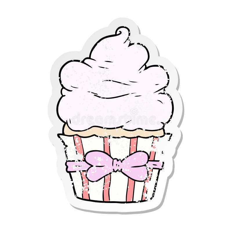 Distressed Sticker of a Cartoon Fancy Cupcake Stock Vector ...
