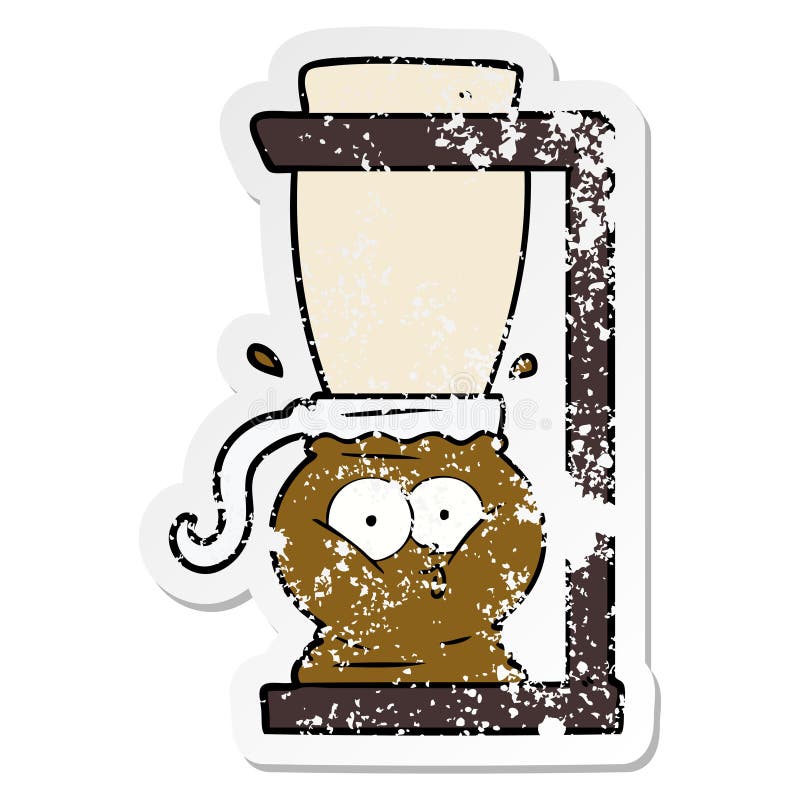 Distressed Sticker of a Cartoon Filter Coffee Machine Stock Vector ...