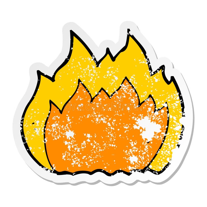 Distressed Sticker of a Cartoon Fire Stock Vector - Illustration of ...