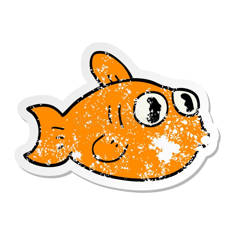 Distressed Sticker of a Cartoon Fish Stock Vector - Illustration of ...