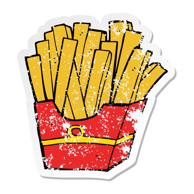 Cartoon Fries Cute Character Face Sticker. Stock Vector - Illustration ...