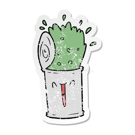 Distressed Sticker of a Cartoon Happy Exploding Soup Can Stock Vector ...