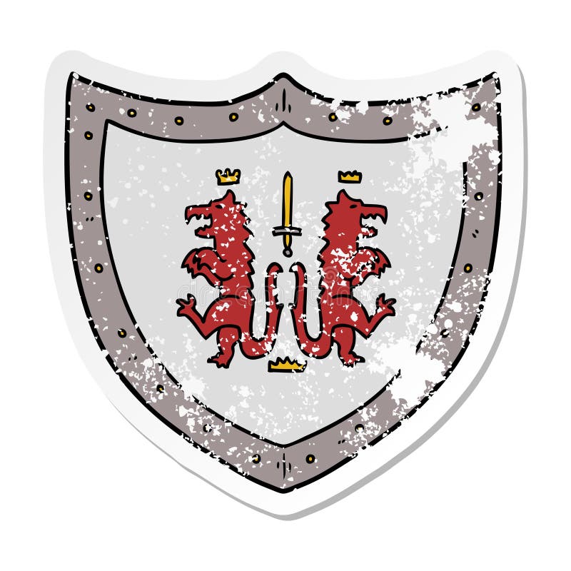 Distressed Sticker of a Cartoon Heraldic Shield Stock Vector ...