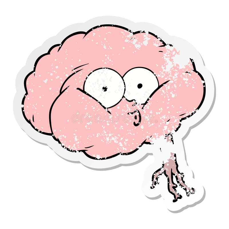 Distressed Sticker of a Cartoon Impressed Brain Stock Vector ...