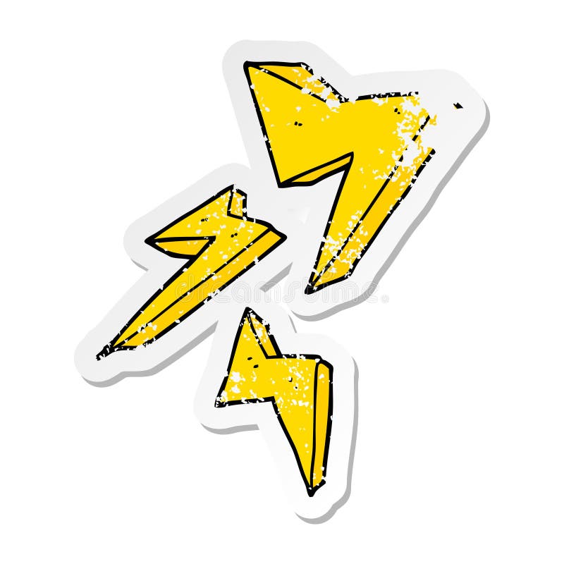 Distressed Sticker of a Cartoon Lightning Bolt Stock Vector ...