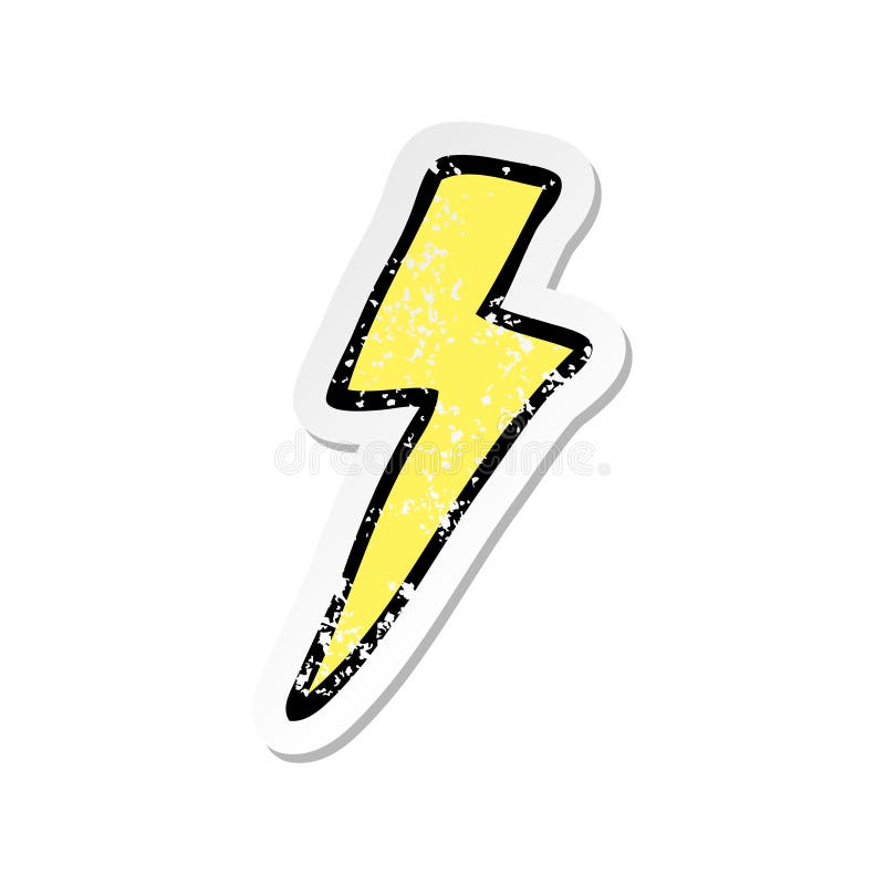 Distressed Sticker of a Cartoon Lightning Bolt Stock Vector ...