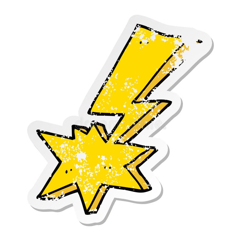 Distressed Sticker of a Cartoon Lightning Bolt Stock Vector ...
