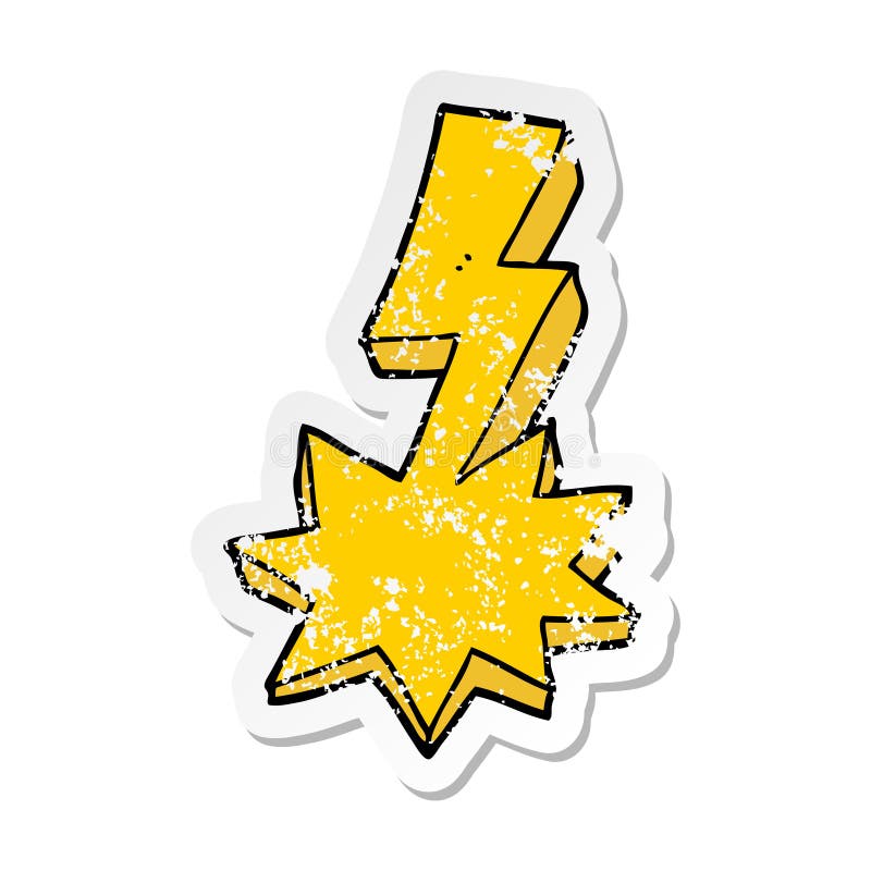 Distressed Sticker of a Cartoon Lightning Strike Stock Vector ...