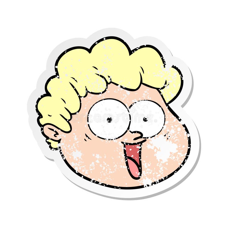 Distressed Sticker of a Cartoon Male Face Stock Vector - Illustration ...