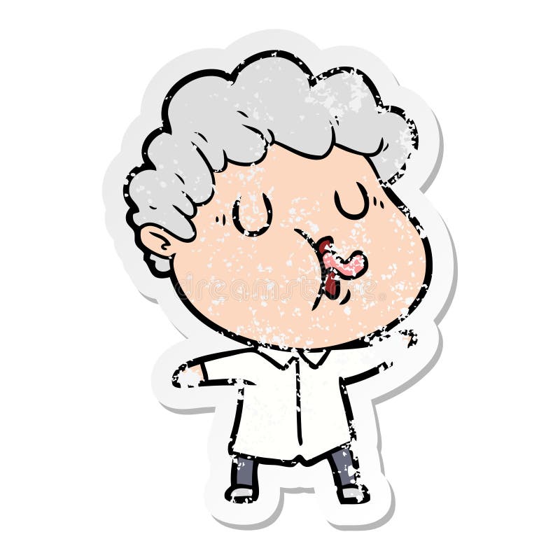 Distressed Sticker of a Cartoon Man Pulling Face Stock Vector ...