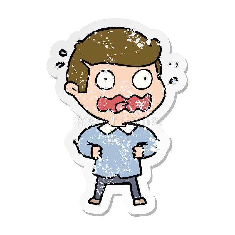 Distressed Sticker of a Cartoon Man Totally Stressed Out Stock Vector ...