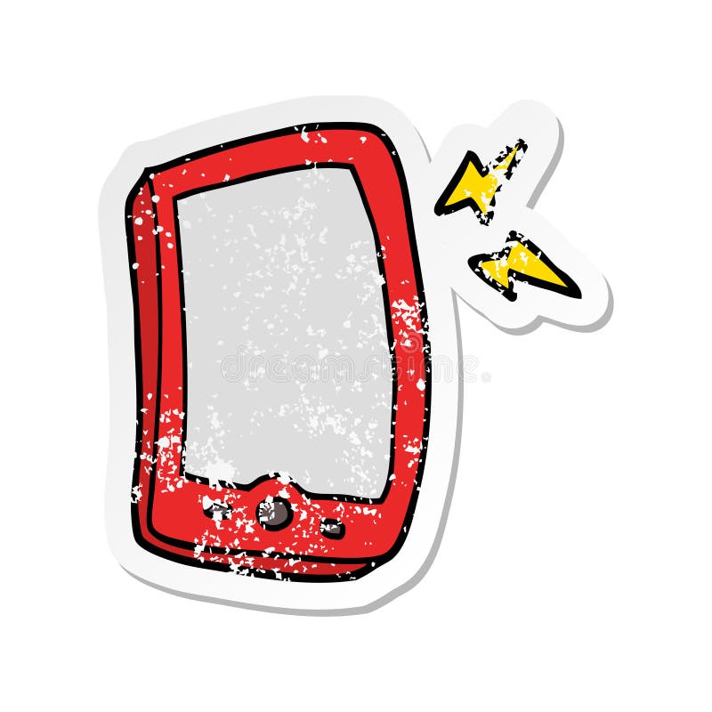 Old Telephone Phone Cute Cartoon Sticker Stick Icon Decal Label Drawing ...