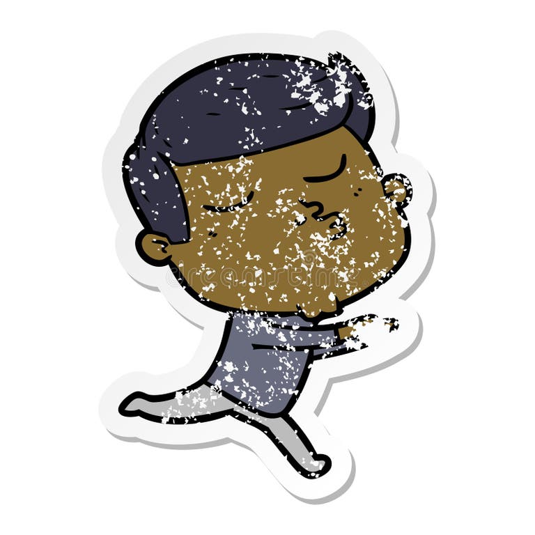 Distressed Sticker of a Cartoon Model Guy Pouting Stock Vector ...