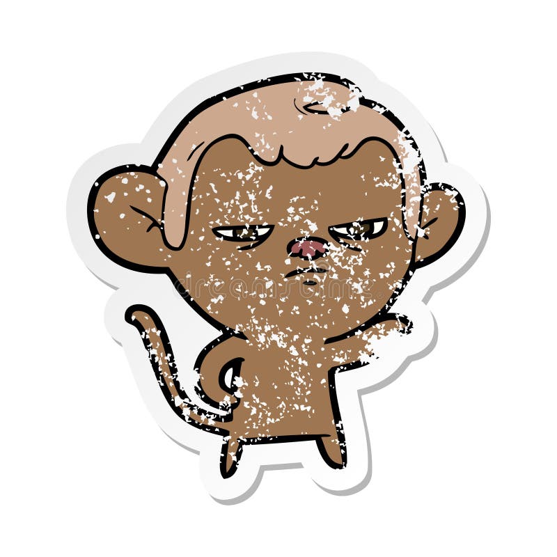 Distressed Sticker of a Cartoon Monkey Stock Vector - Illustration of ...