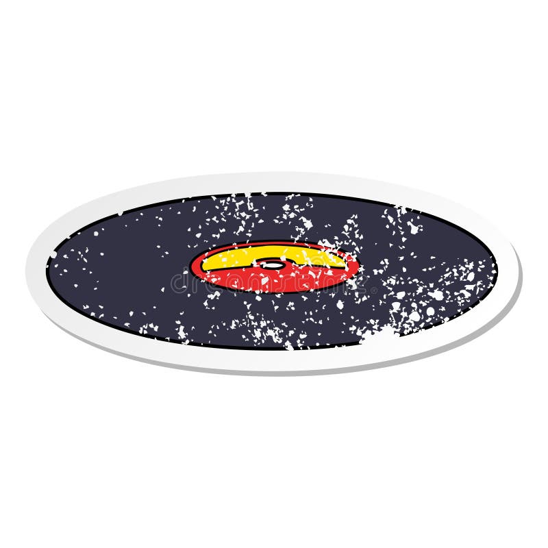 Distressed Sticker of a Cartoon Old Vinyl Record Stock Vector ...