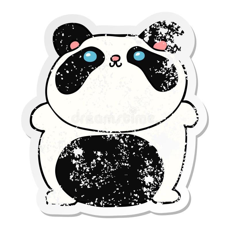 Distressed Sticker of a Cartoon Panda Stock Vector - Illustration of ...