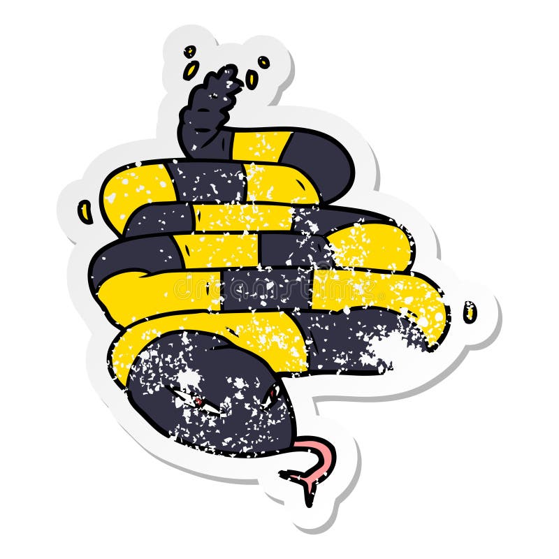 Distressed Sticker of a Cartoon Poisonous Snake Stock Vector ...