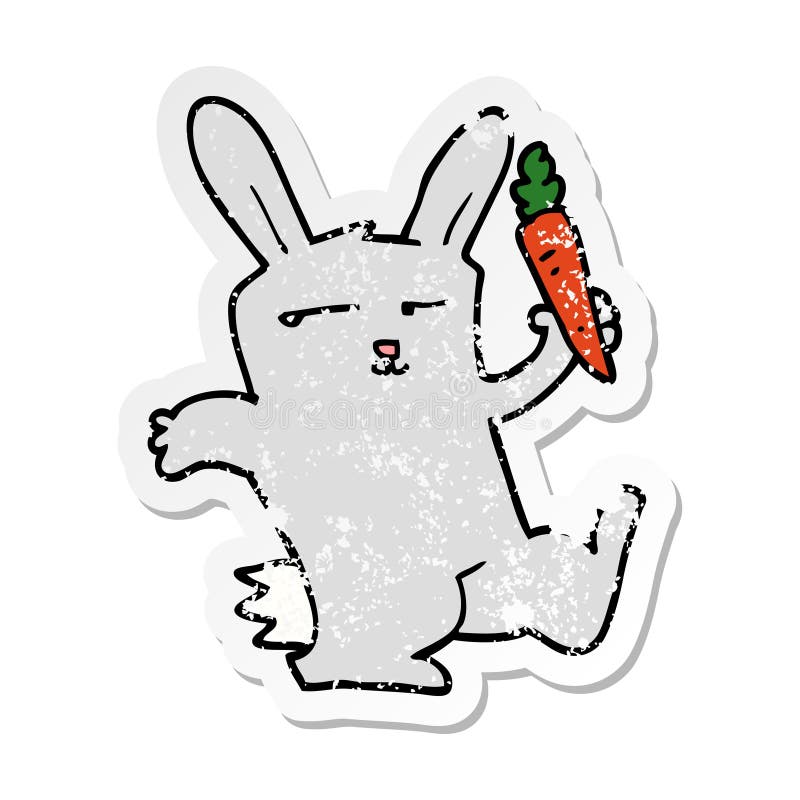 Rabbit Bunny Cute Animals Cartoon Sticker Distressed Grunge Realistic ...