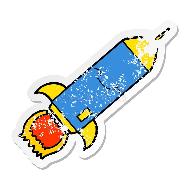Distressed Sticker of a Cartoon Rocket Stock Vector - Illustration of ...