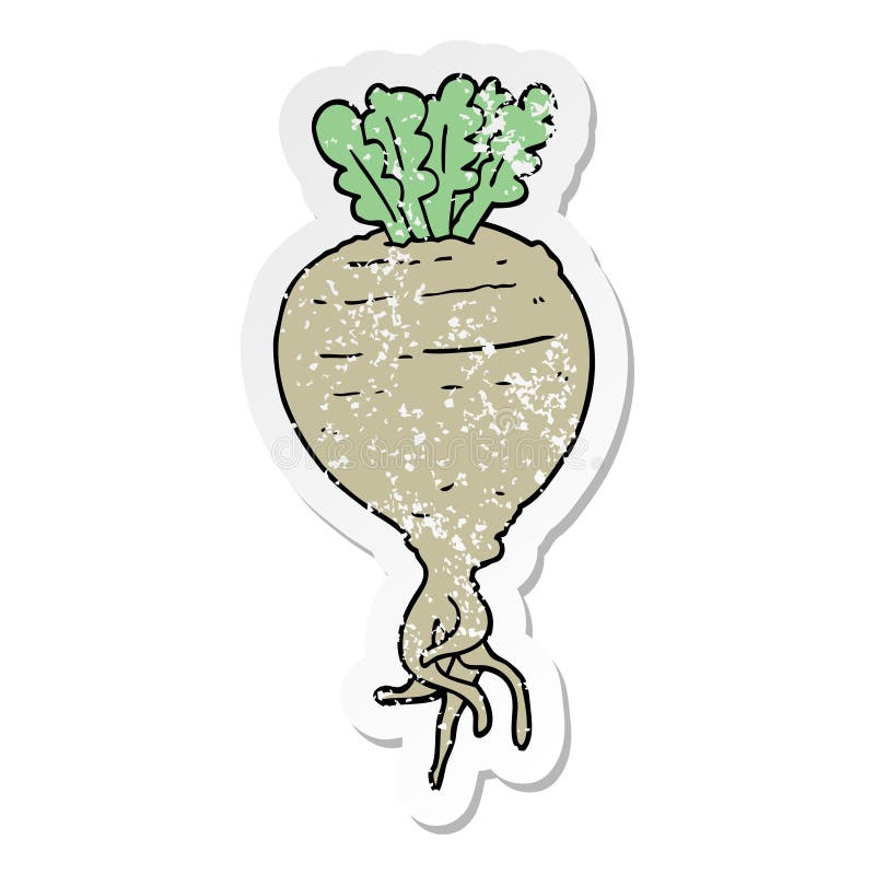 Distressed Sticker of a Cartoon Root Vegetable Stock Vector ...
