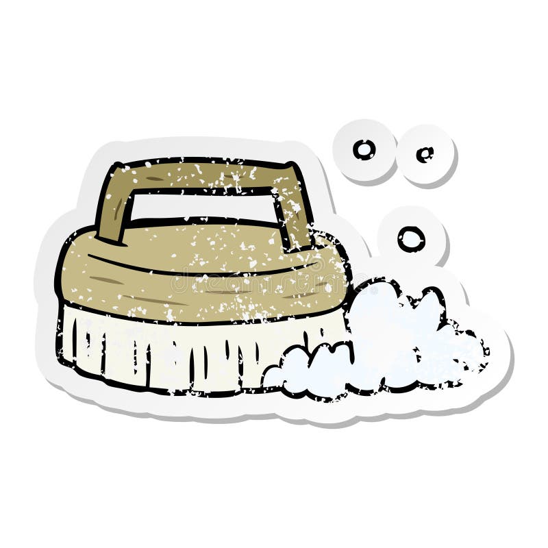 Distressed Sticker of a Cartoon Scrubbing Brush Stock Vector ...