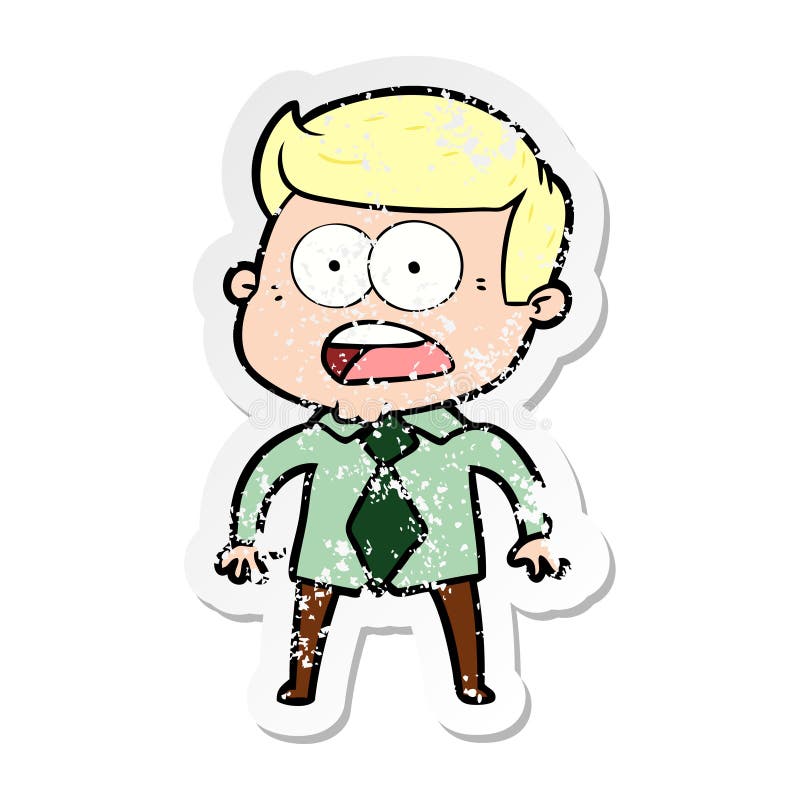 Distressed Sticker of a Cartoon Shocked Man Stock Vector - Illustration ...