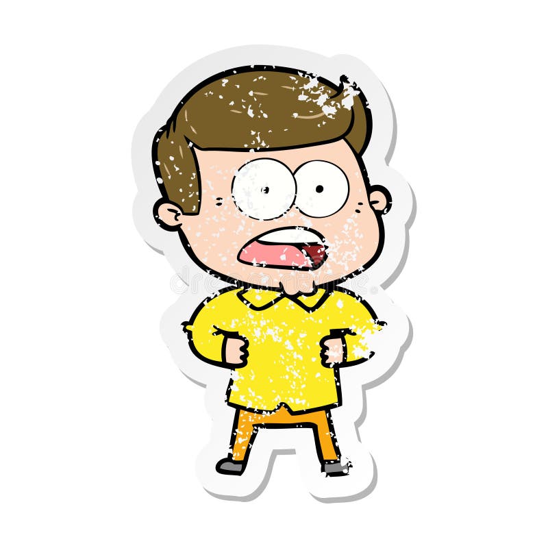 Distressed Sticker of a Cartoon Shocked Man Stock Vector - Illustration ...