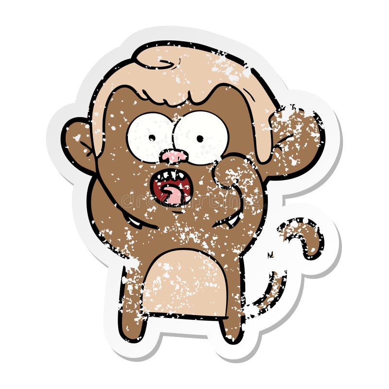 Distressed Sticker of a Cartoon Shocked Monkey Stock Vector ...
