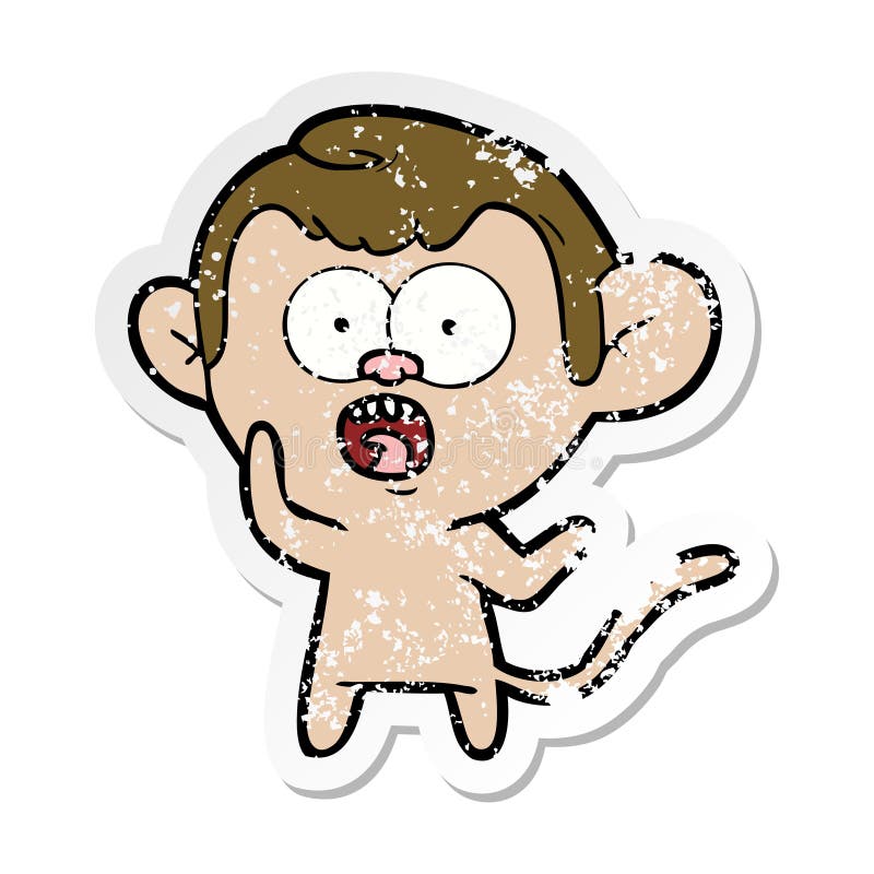 Distressed Sticker of a Cartoon Shocked Monkey Stock Vector ...