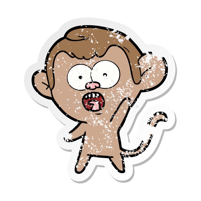 Distressed Sticker of a Cartoon Shocked Monkey Stock Vector ...