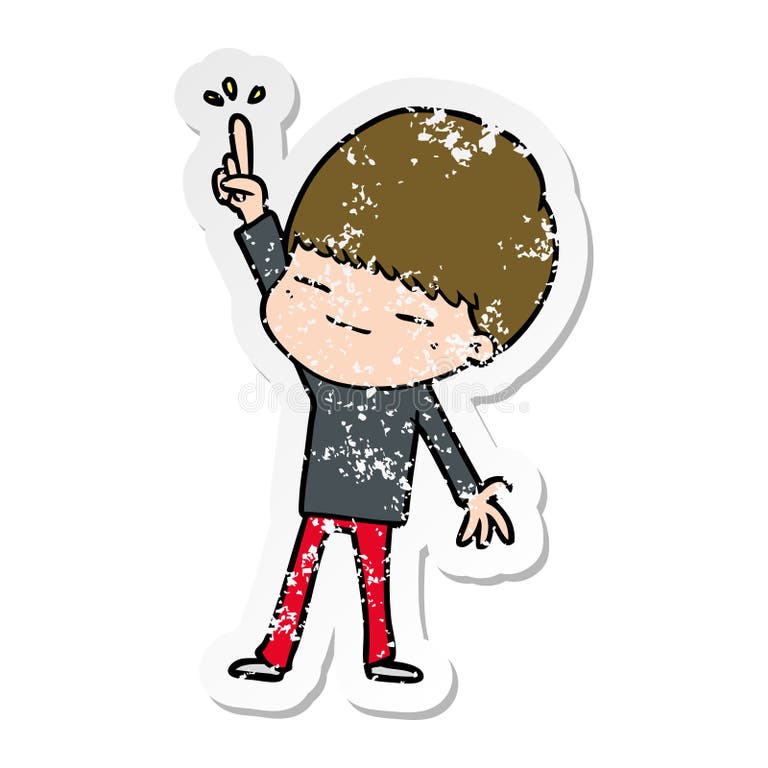 Distressed Sticker of a Cartoon Smug Boy Stock Vector - Illustration of ...
