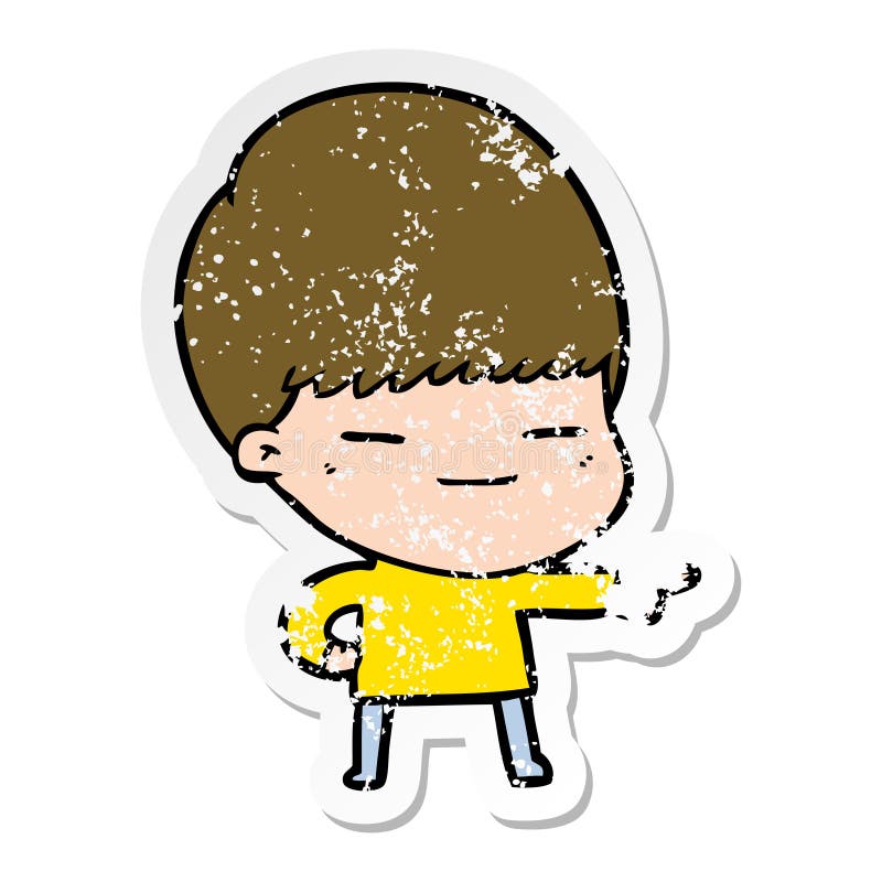 Distressed Sticker of a Cartoon Smug Boy Stock Vector - Illustration of ...