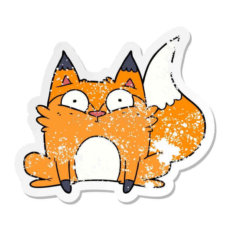 Distressed Sticker of a Cartoon Startled Fox Stock Vector ...