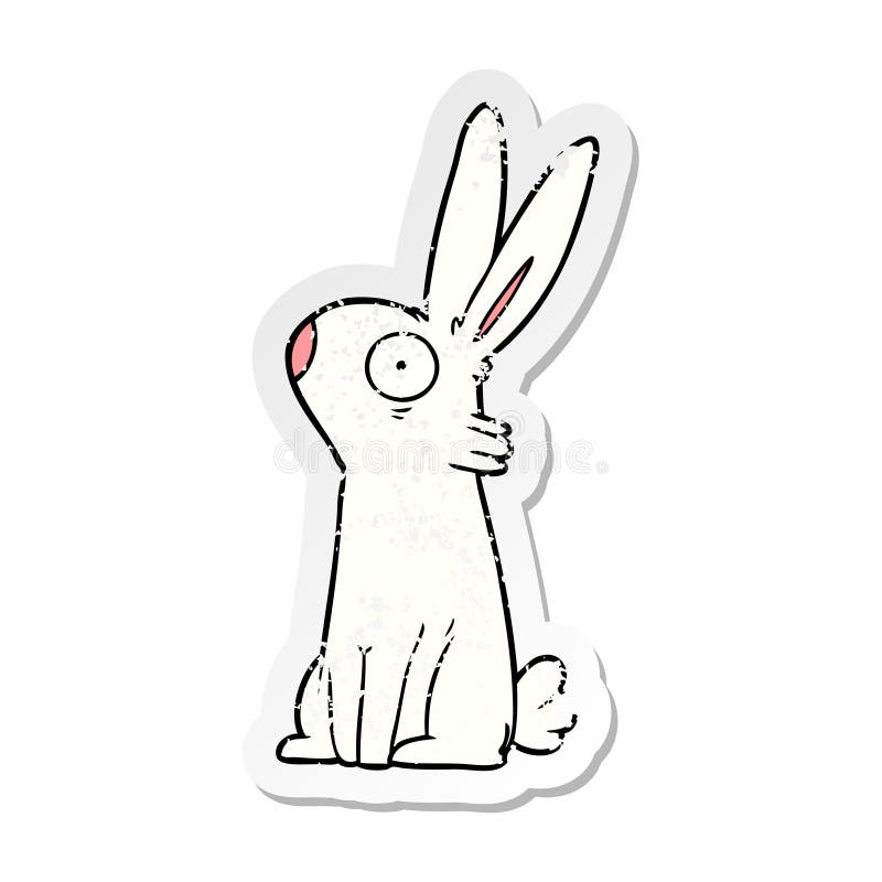Distressed Sticker of a Cartoon Startled Rabbit Stock Vector ...