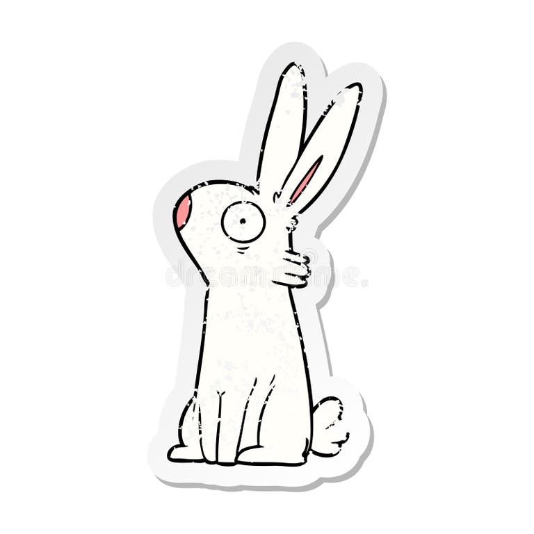 Distressed Sticker of a Cartoon Startled Rabbit Stock Vector ...