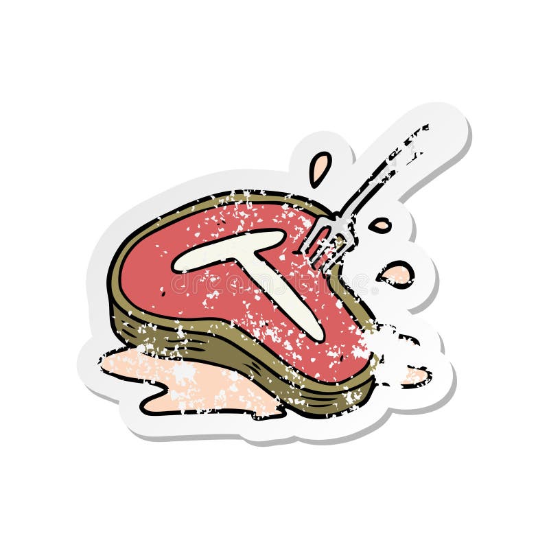 Distressed Sticker of a Cartoon Steak Stock Vector - Illustration of ...