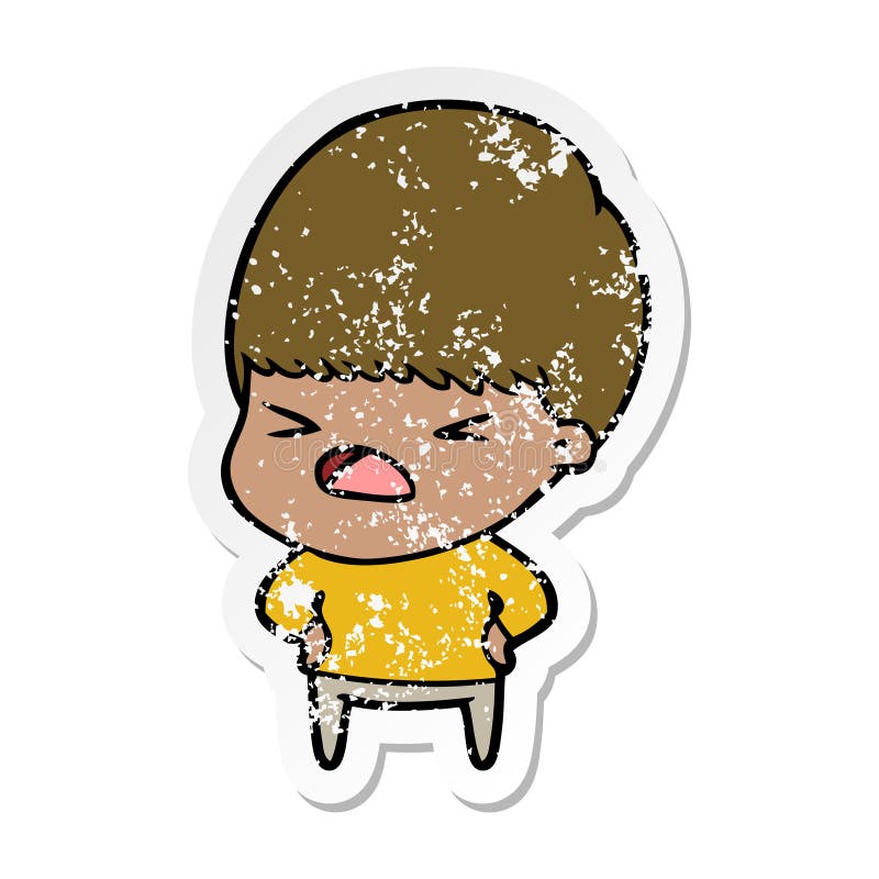 Distressed Sticker of a Cartoon Stressed Man Stock Vector ...