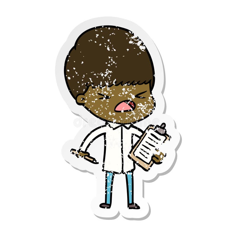 Distressed Sticker of a Cartoon Stressed Man Stock Vector ...
