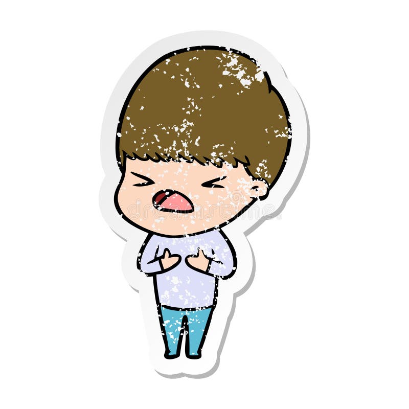 Distressed Sticker of a Cartoon Stressed Man Stock Vector ...