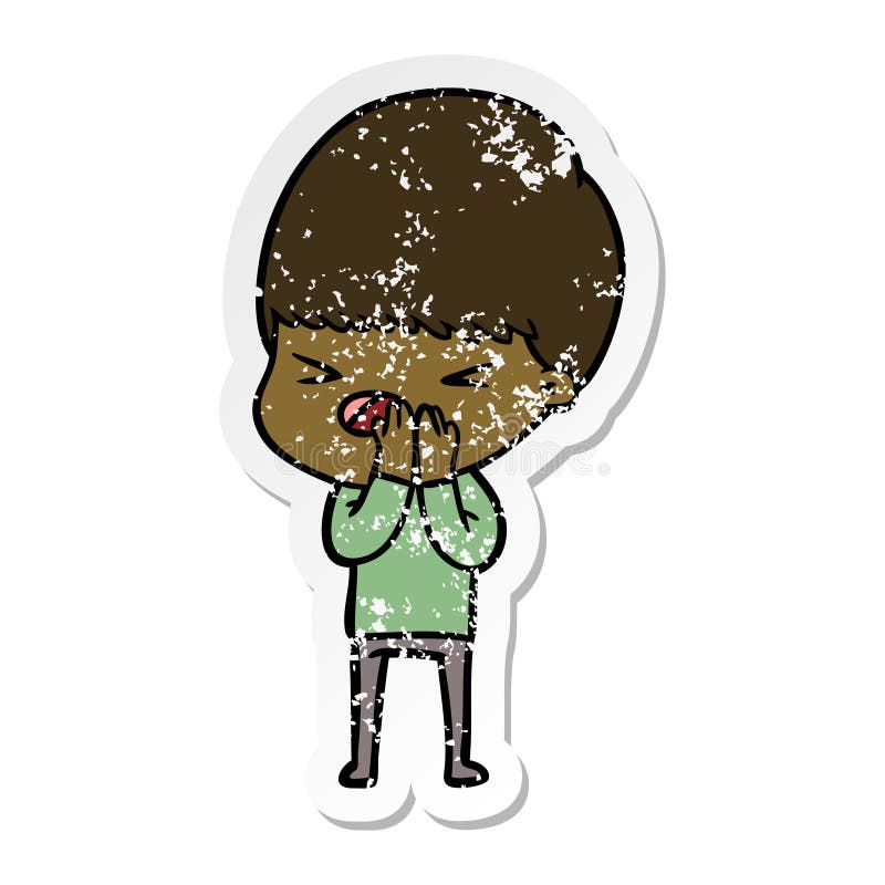 Distressed Sticker of a Cartoon Stressed Man Stock Vector ...