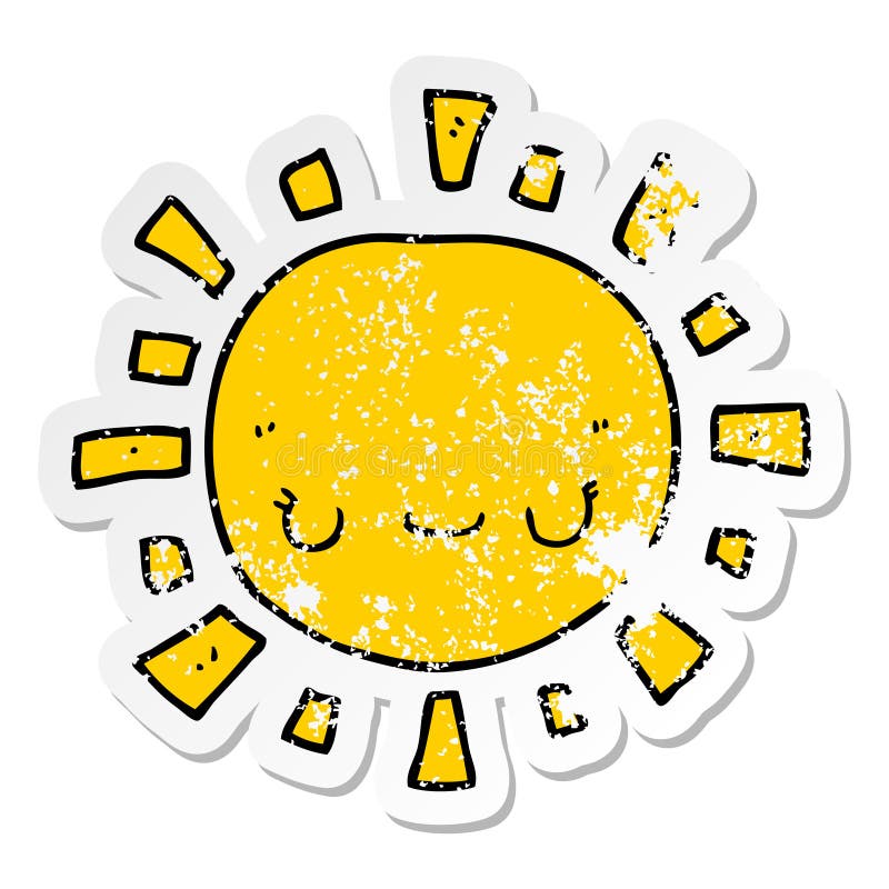 Distressed Sticker of a Cartoon Sun Stock Vector - Illustration of ...