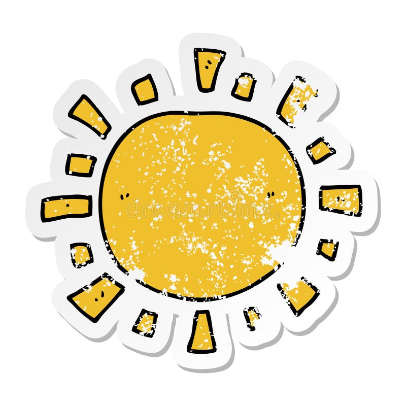 Distressed Sticker of a Cartoon Sun Stock Vector - Illustration of ...