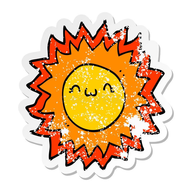 Distressed Sticker of a Cartoon Sun Stock Vector - Illustration of ...