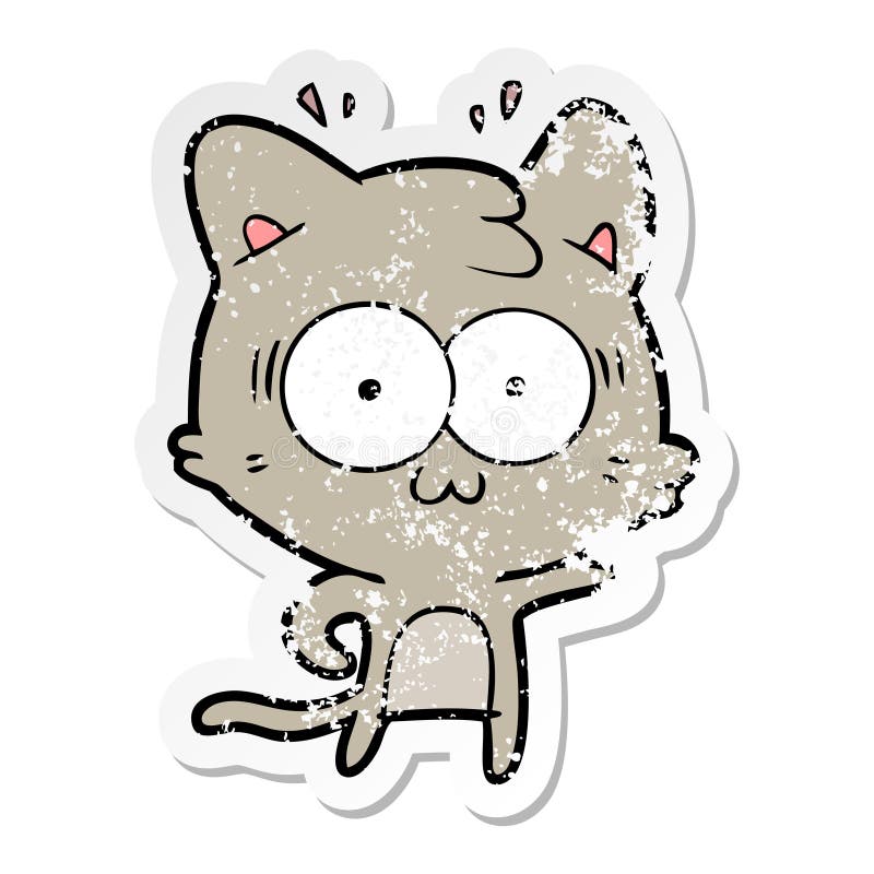 Distressed Sticker of a Cartoon Surprised Cat Stock Vector ...