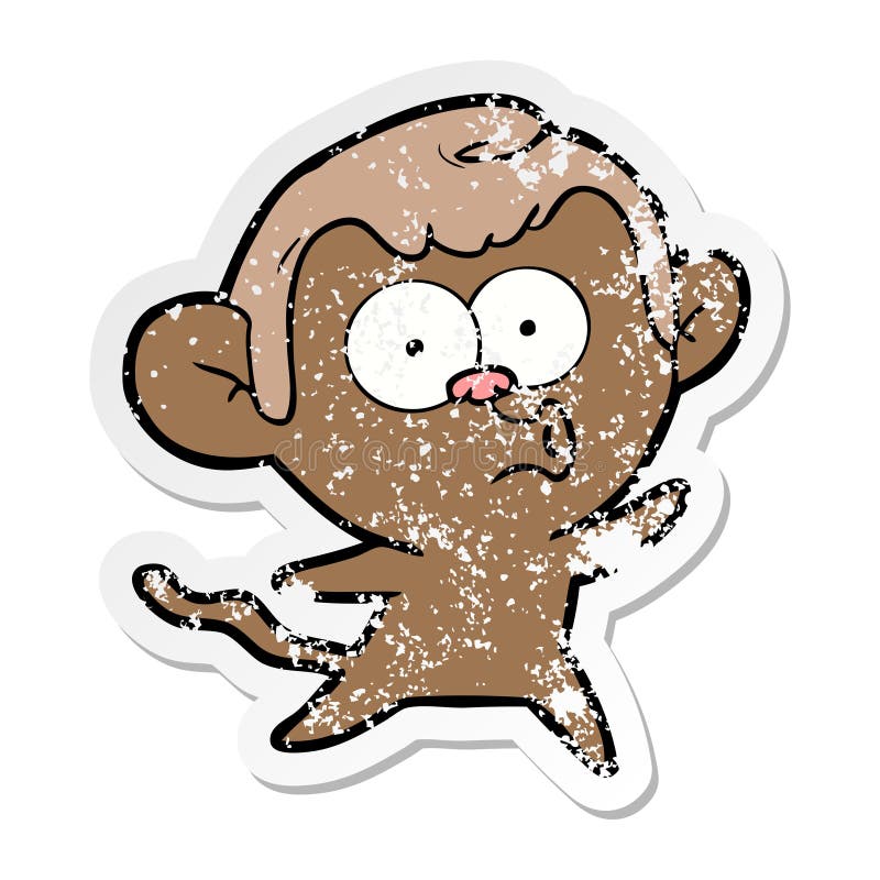 Distressed Sticker of a Cartoon Surprised Monkey Stock Vector ...
