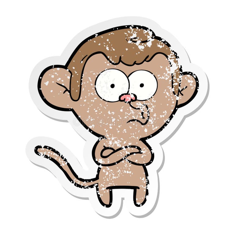 Distressed Sticker of a Cartoon Surprised Monkey Stock Vector ...