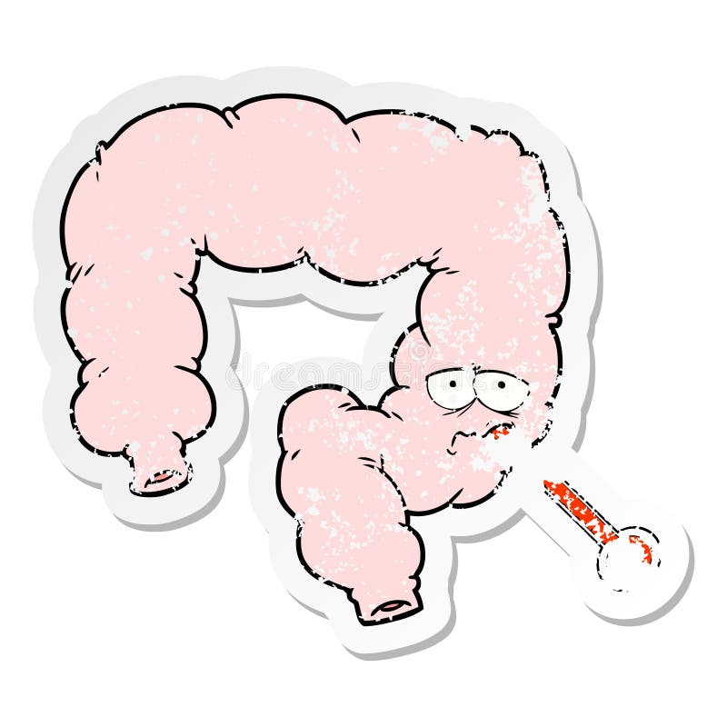Distressed Sticker of a Cartoon Unhealthy Colon Stock Vector ...
