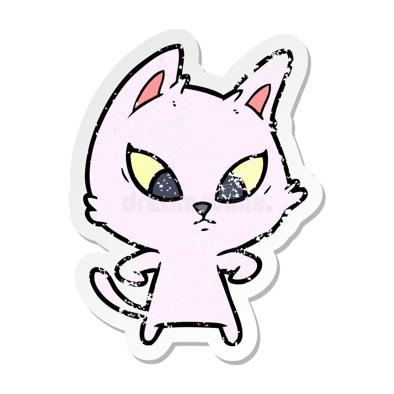 Distressed Sticker of a Confused Cartoon Cat Stock Vector ...